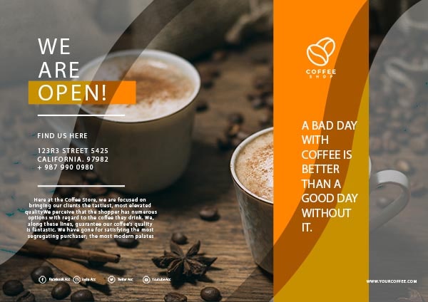 Modern Coffee Shop Inauguration Card With Balloons