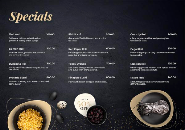 Menu Card for Restaurant Design Template