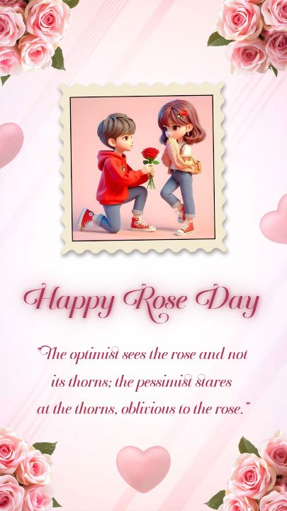 Rose Day Greeting Card With Pink Roses Heart