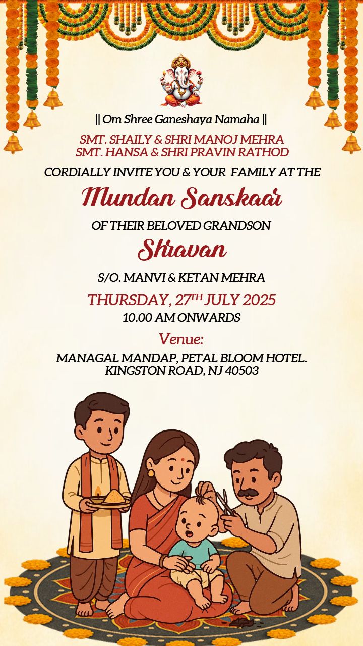 Mundan ceremony invitation video maker free online