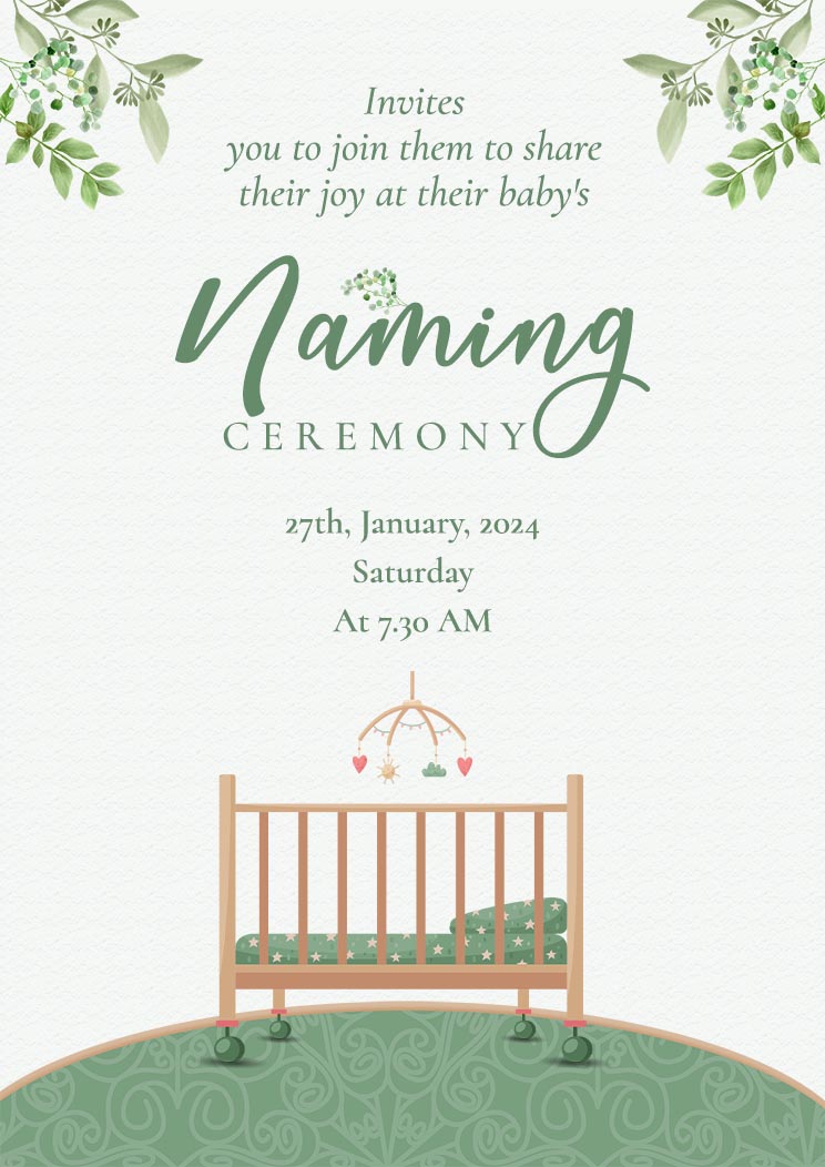 Child Namkaran Invitation Card In English In New Design
