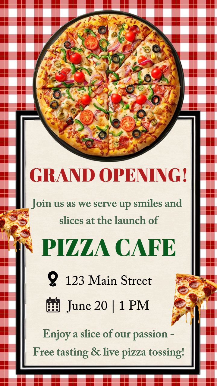 Grand Opening Invitation For Pizza Cafe Lovers