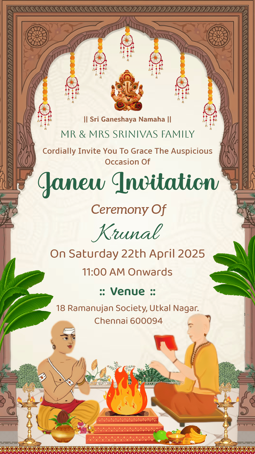 Traditional Janeu Invitation Template Png