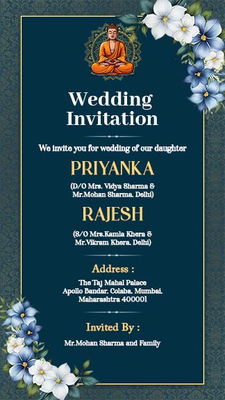 Download Beautiful Buddhist Wedding Invitation Cards Online