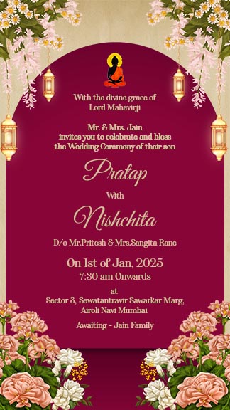 Royal Jain Wedding Invitation Card Template