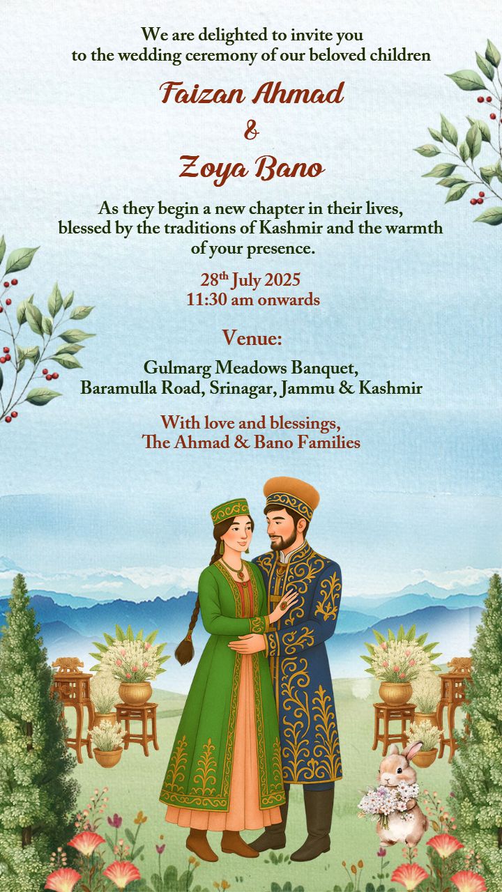 3K+ Digital Kashmiri Wedding invitation card for free