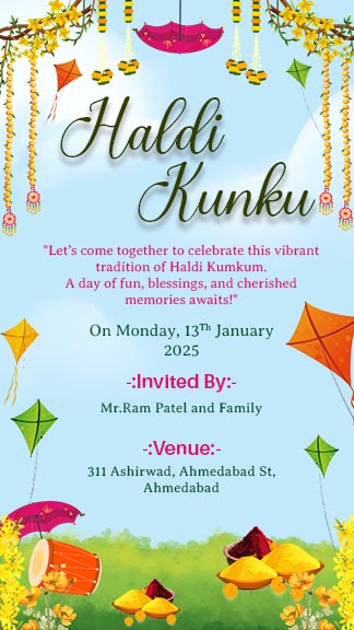 Makar Sankranti Haldi Kumkum Invitation Card