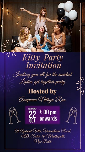 Kitty Party Invitation Card – Design Online & Share for Free