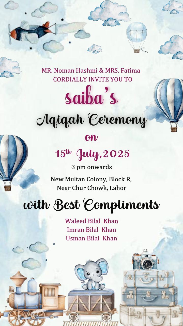 Aqiqah Invitation Card Templates | Customize For Free