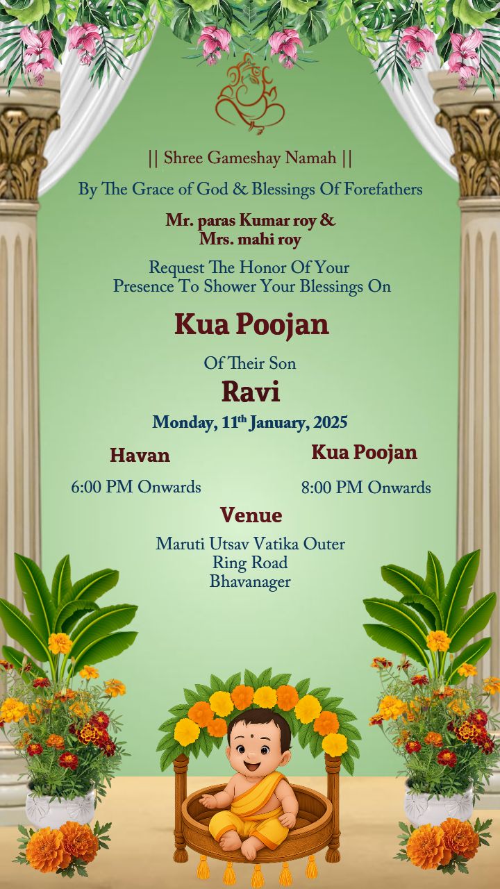 Kua Pujan Invitation Card | Customizable & Unique Designs