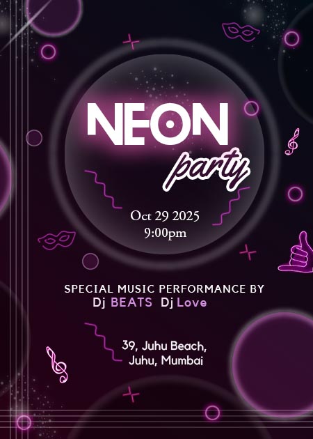 Neon & Glow Party Invitation – Free Editable Templates