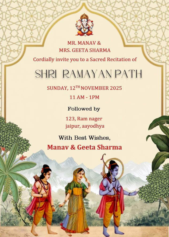 Ramayan Path Invitation Card Customize Your Invite