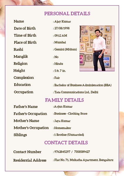 2.6K+ Marriage Biodata Templates
