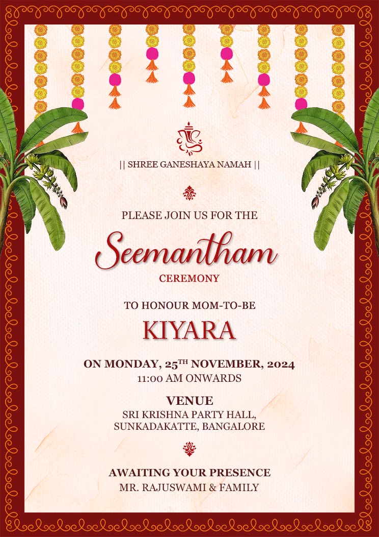 Seemantham Invitation Download