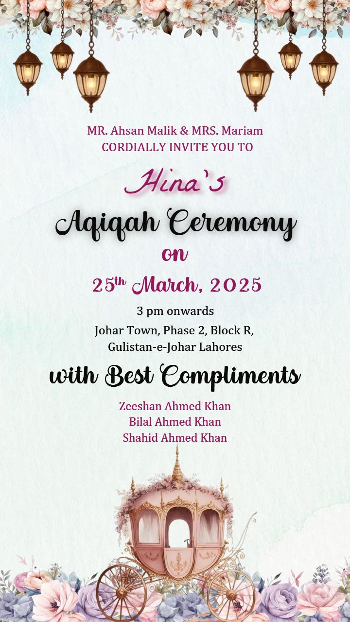 Aqiqah Invitation Card Templates | Customize For Free