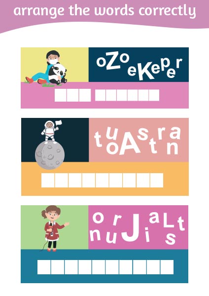 Simple Milk White Alphabet Correction Words Puzzle A4 Page