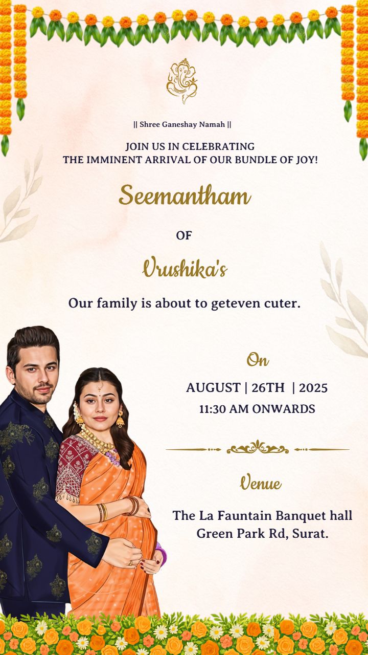 Seemantham Invitation Cards Free Download