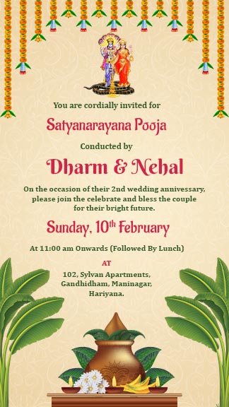 Beautiful Pooja Invitation Card Templates