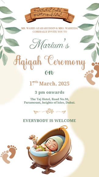 Colourful & Modern Aqiqah Invitation Card Template