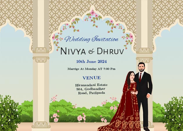 Traditional Wedding Invitation Landscape Template