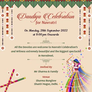 Simple Navratri Celebration Invitation Post