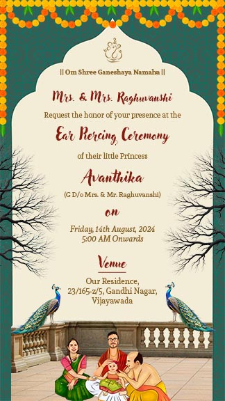 Free Ear Piercing Ceremony Invitation Cards Online