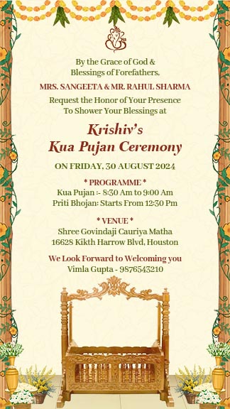 Free Kua Poojan Ceremony Invitation Card