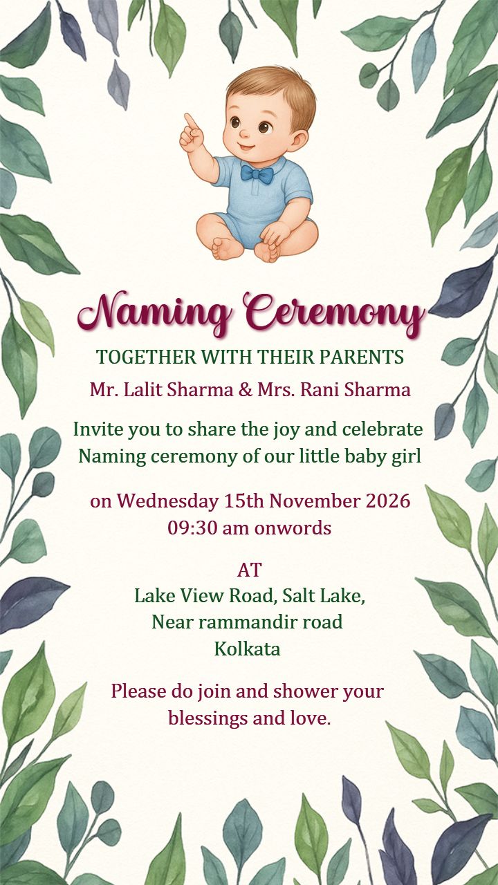 Naming Ceremony Invitation Templates | Instant Download