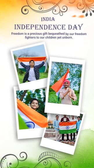 Happy Independence Day Orange Theme Photo Collage Instagram Story