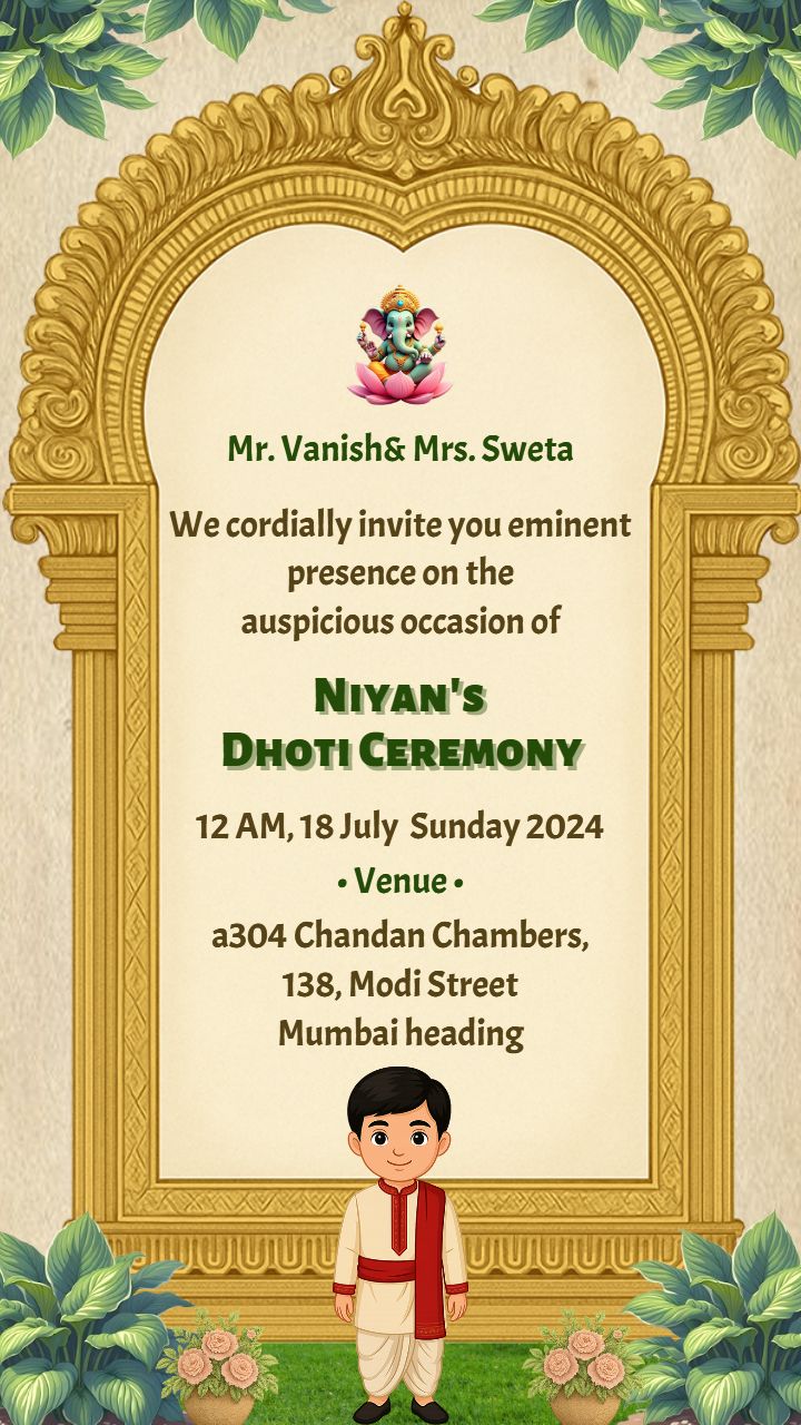 Dhoti Ceremony Invitation Cards Free Download