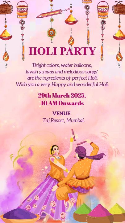 Download Your Holi Party Invitation Cards Online