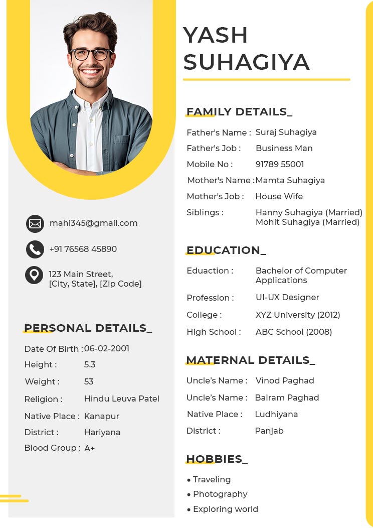 Marriage Biodata Templates