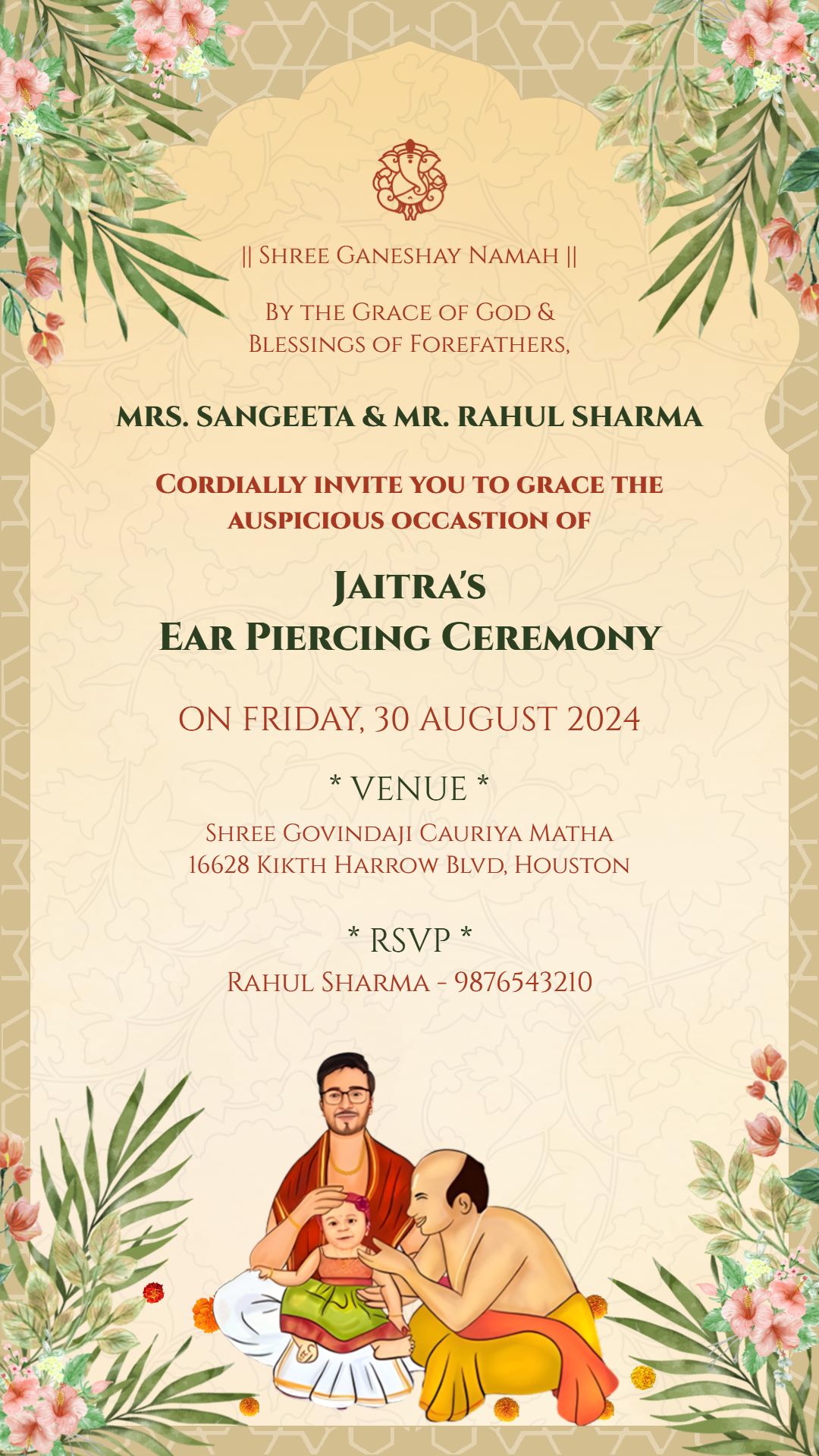 Free Ear Piercing Ceremony Invitation Cards Online