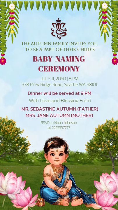 Naming Ceremony Invitation Templates | Instant Download