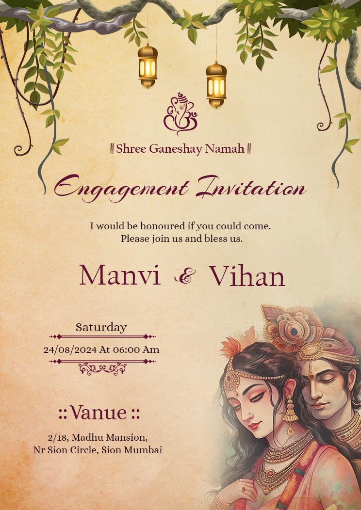 Personalized Hindu Engagement Invitation Cards