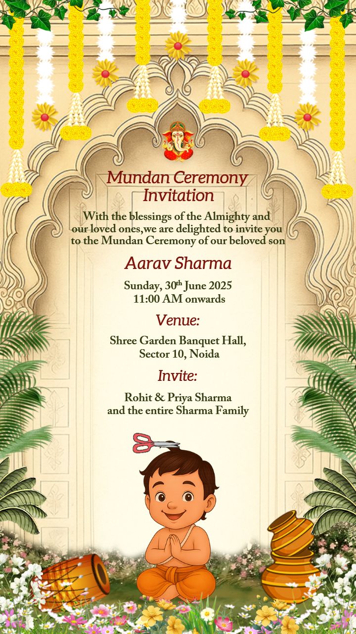 Mundan ceremony invitation video maker free online