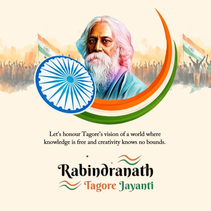 Hd Tagore Jayanti Images In Indian Flag Theme For 7 May 2025