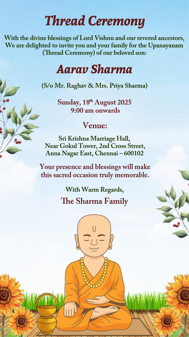 Thread Ceremony Invitation Card Free Download