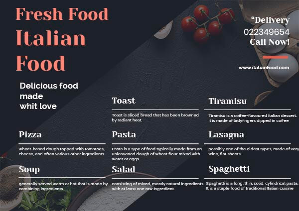 Italian Food Menu Card
