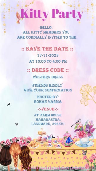 Kitty Party Invitation Card – Design Online & Share for Free