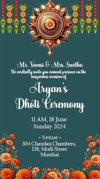 Dhoti Ceremony Invitation Cards Free Download