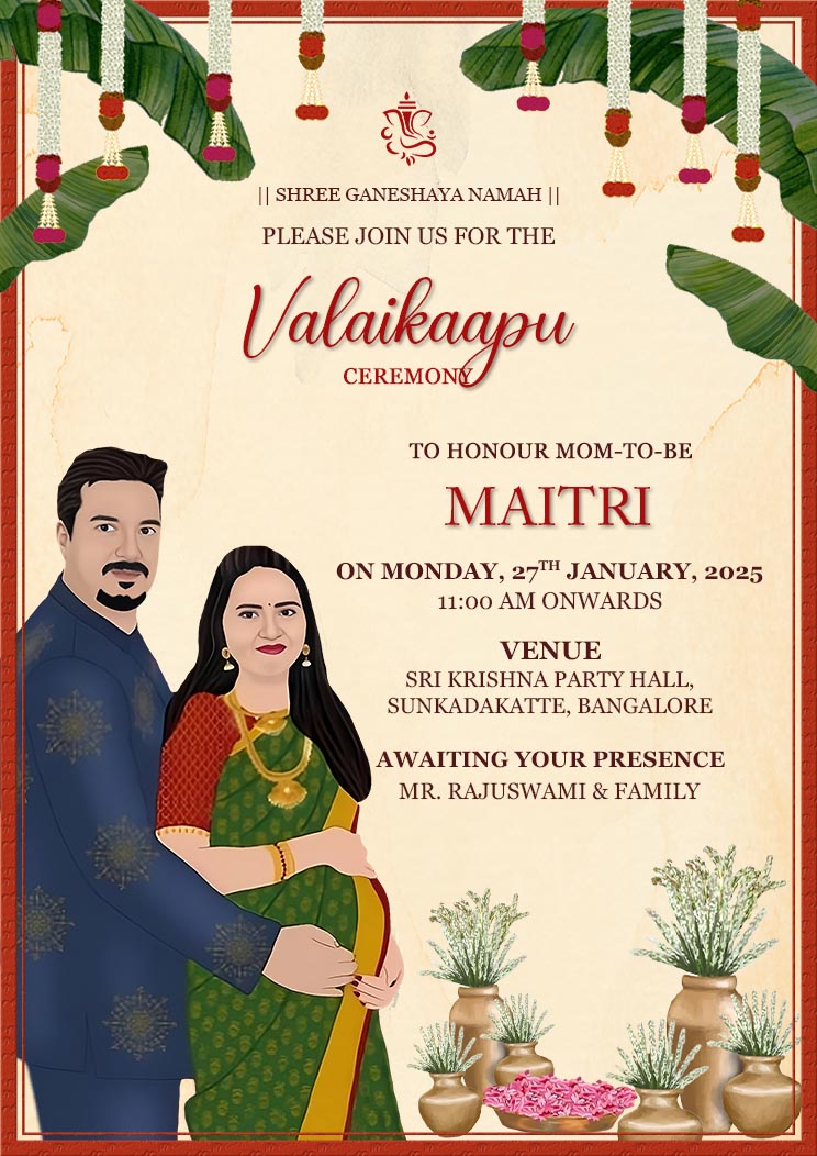 Free Valaikappu Invitation Template In Tamil Online
