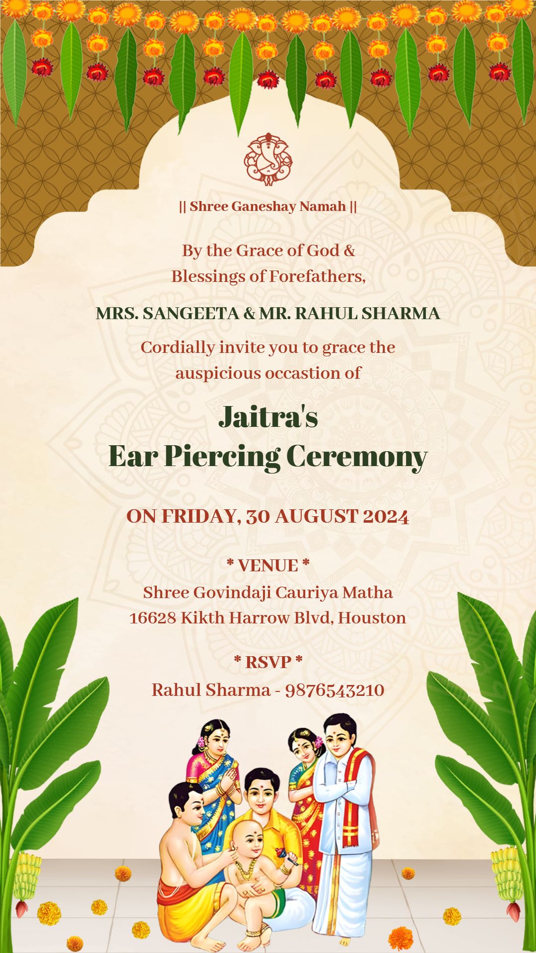 Free Ear Piercing Ceremony Invitation