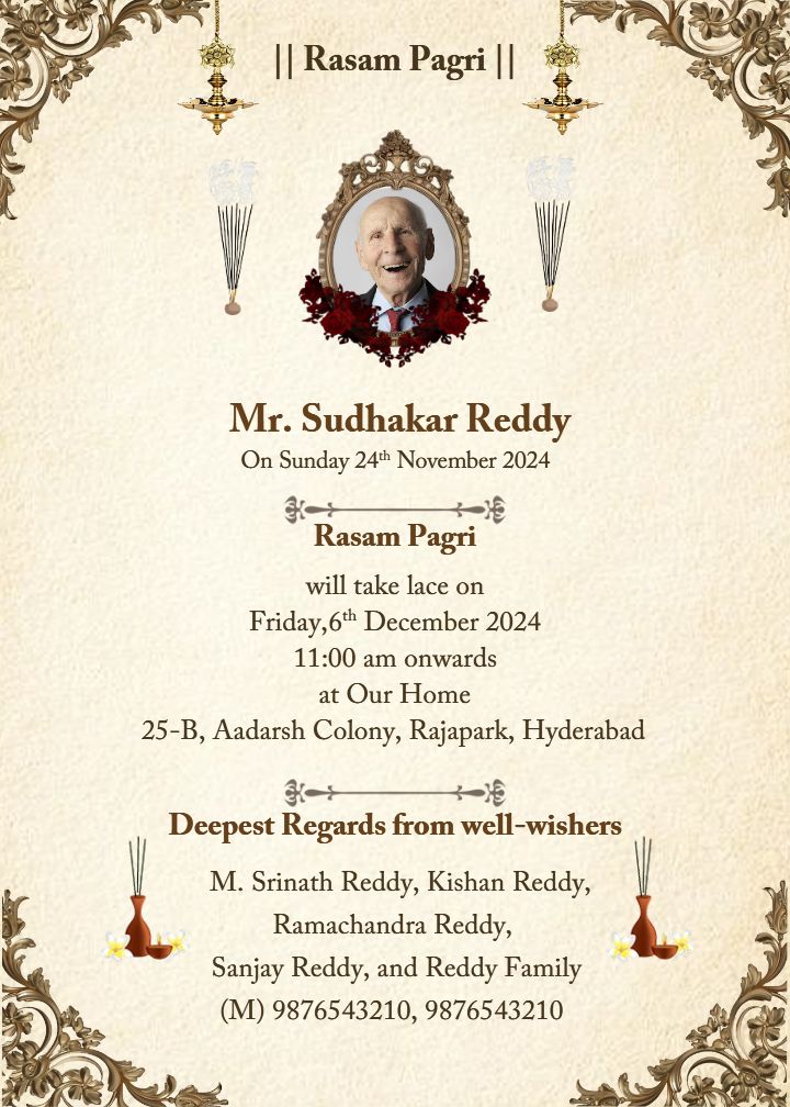 Simple And Elegant Rasam Pagri Card For Grandpa