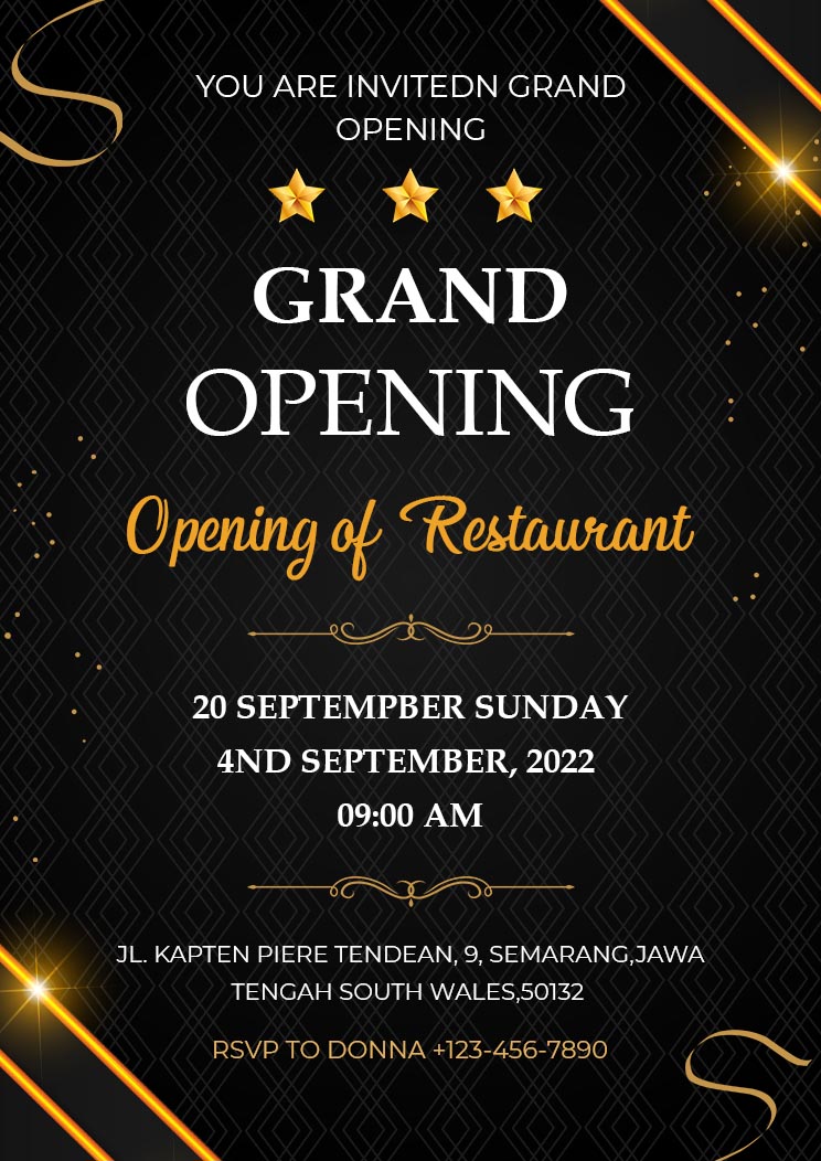 Simple A4 Invitation Card for Grand Opening Ceremony