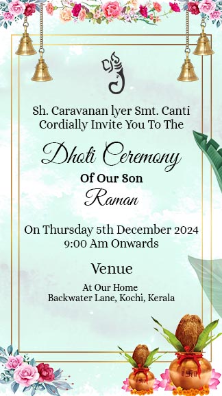 Dhoti Ceremony Invitation Cards Free Download
