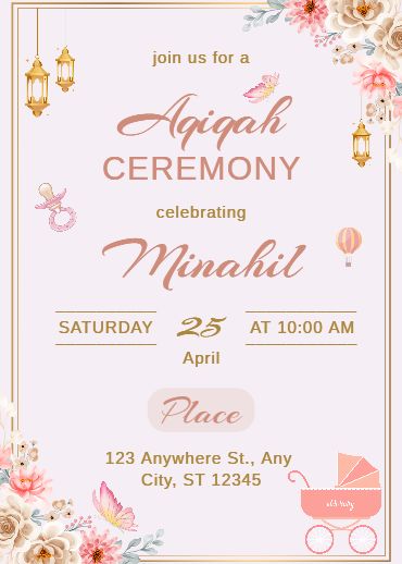 Aqiqah Invitation Card Templates | Customize For Free