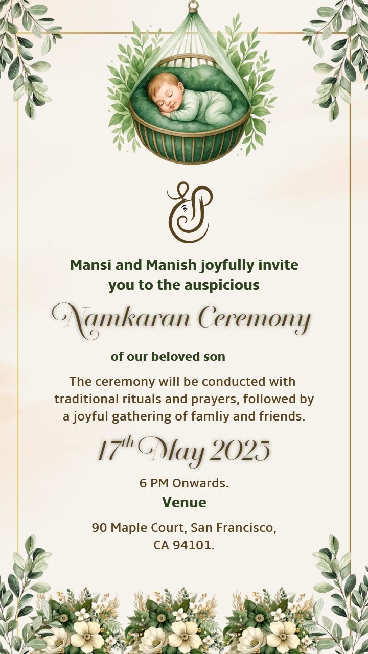 Create Namkaran Invitation Card Online Free | Download Now