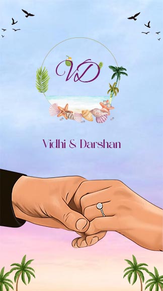 Elegant Godh Tikka Ceremony Invitation Card With Caricature