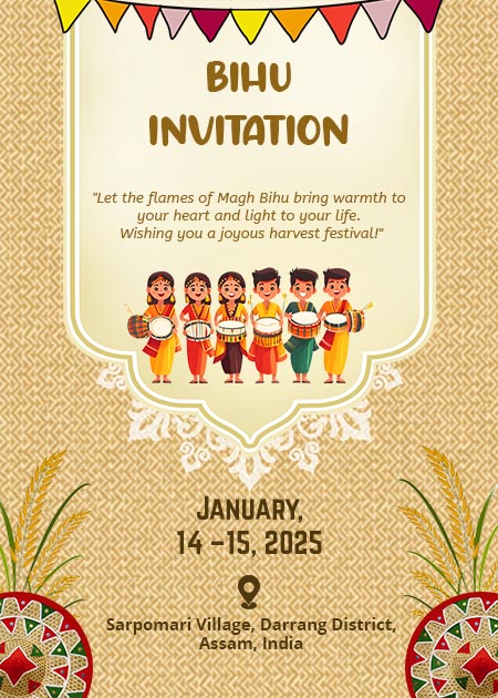 Create Custom Magh Bihu Invitation Card for Your Celebration